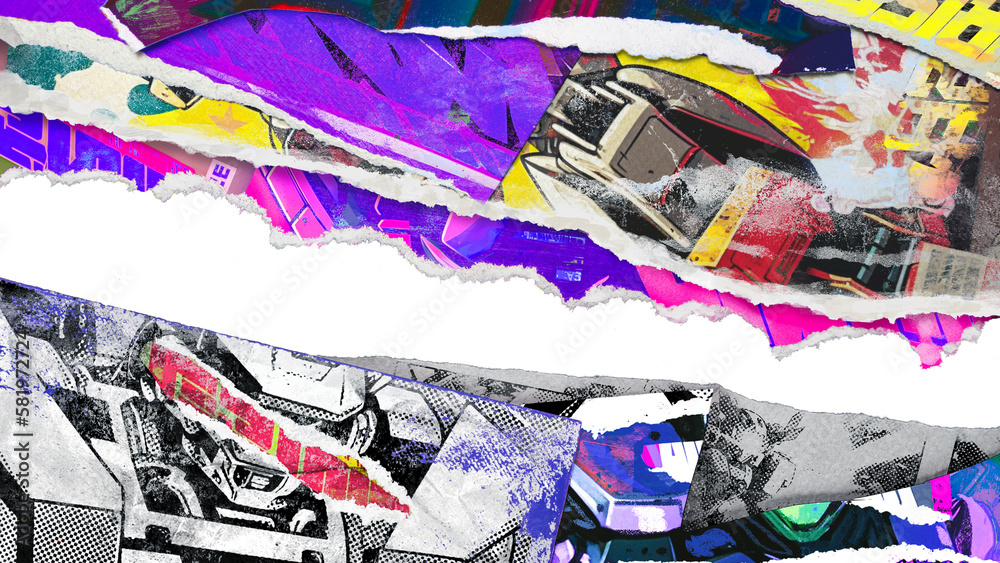 fresco of comics paper magazine. torn paper graffiti street art. comics ...