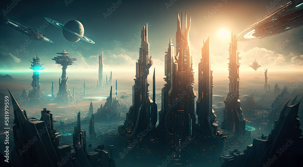Mega capital city futuristic Sci-fi town background, sci-fi landscape ...