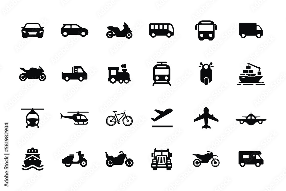 Transportation icon set isolated on white background Stock Vector ...