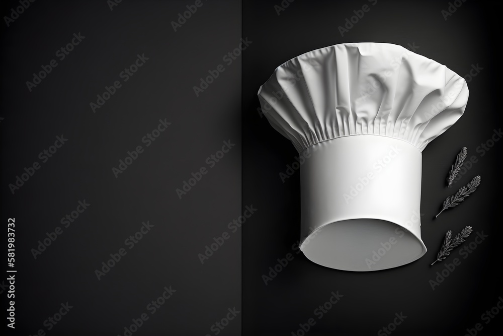 Background of a cook hat, chef hat. Wallpaper illustration. Top view ...