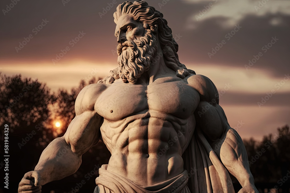 Bust of the god Zeus. Ancient Greek mythology. Antique sculpture, generative AI Stock ...