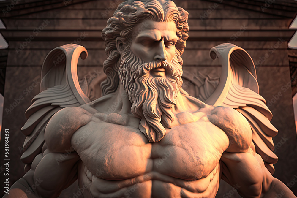 Bust of the god Zeus. Ancient Greek mythology. Antique sculpture, generative AI Stock ...