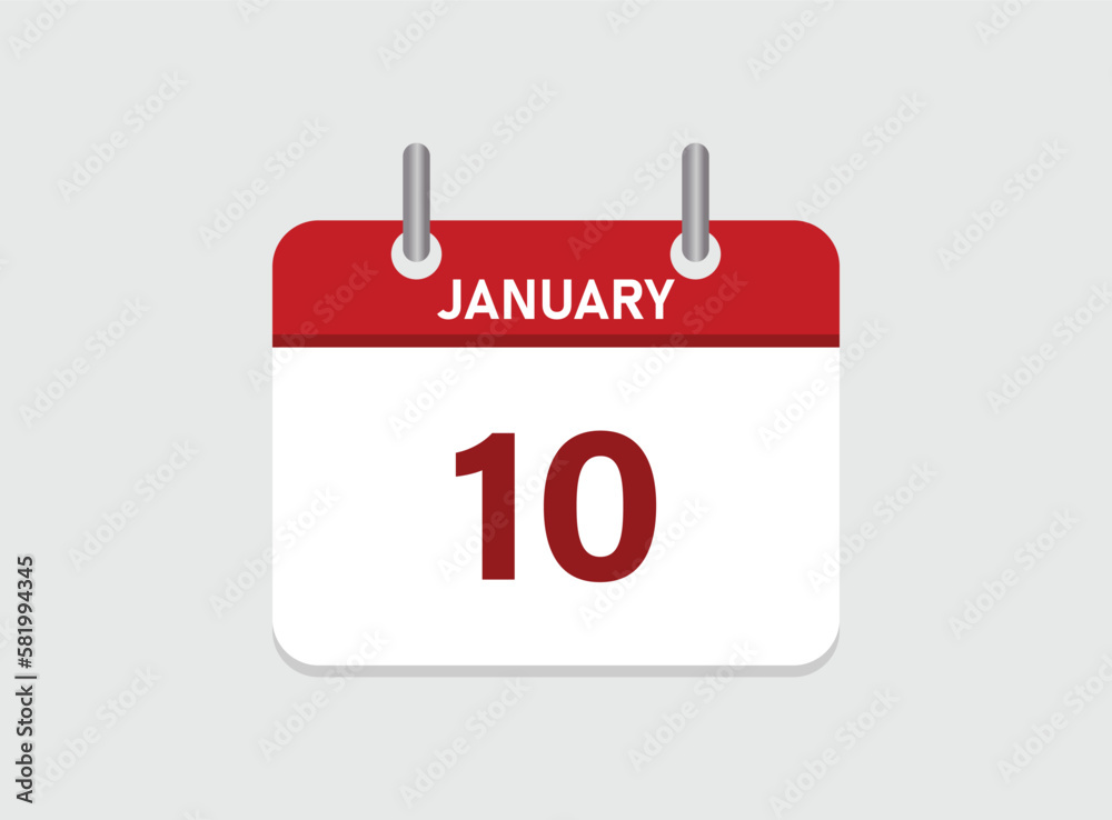 10 january calendar icon. Calendar template for the days of january ...