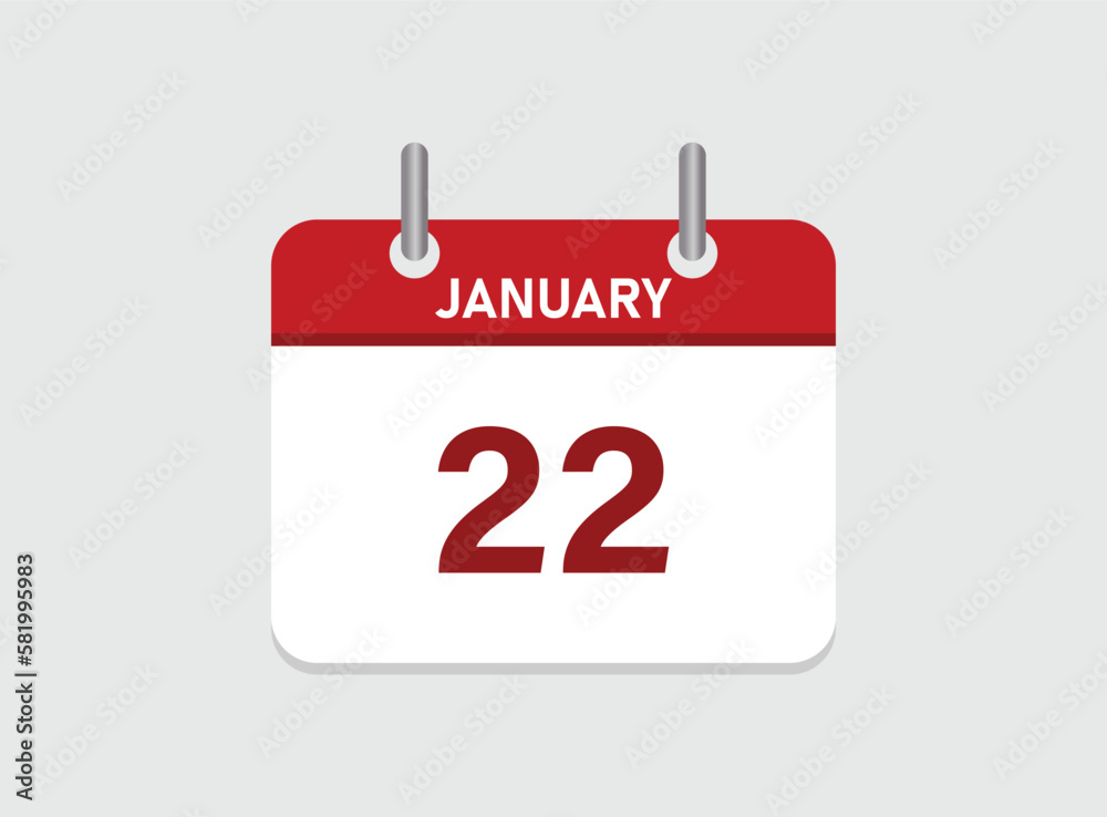 22 january calendar icon. Calendar template for the days of january ...