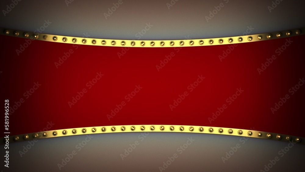 Red frame gold border light retro advertising sign. 3d rendering Stock ...