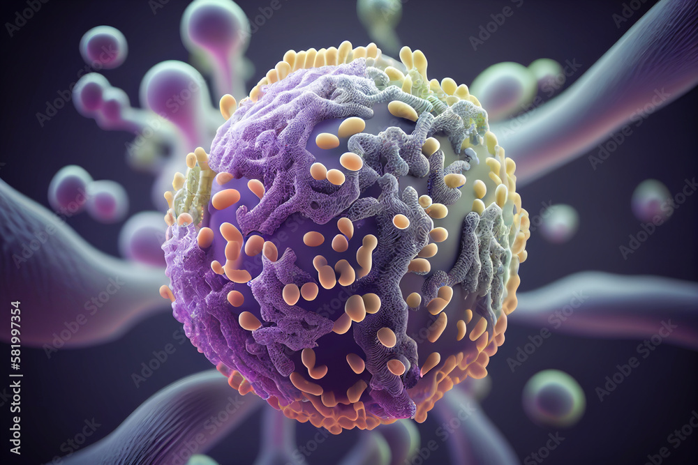 Electron Microscope Image shows microorganisms in the human body. AI ...