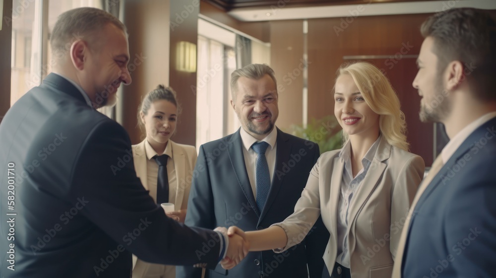 Professional Workplace Men Women: Caucasian White Hotel manager ...