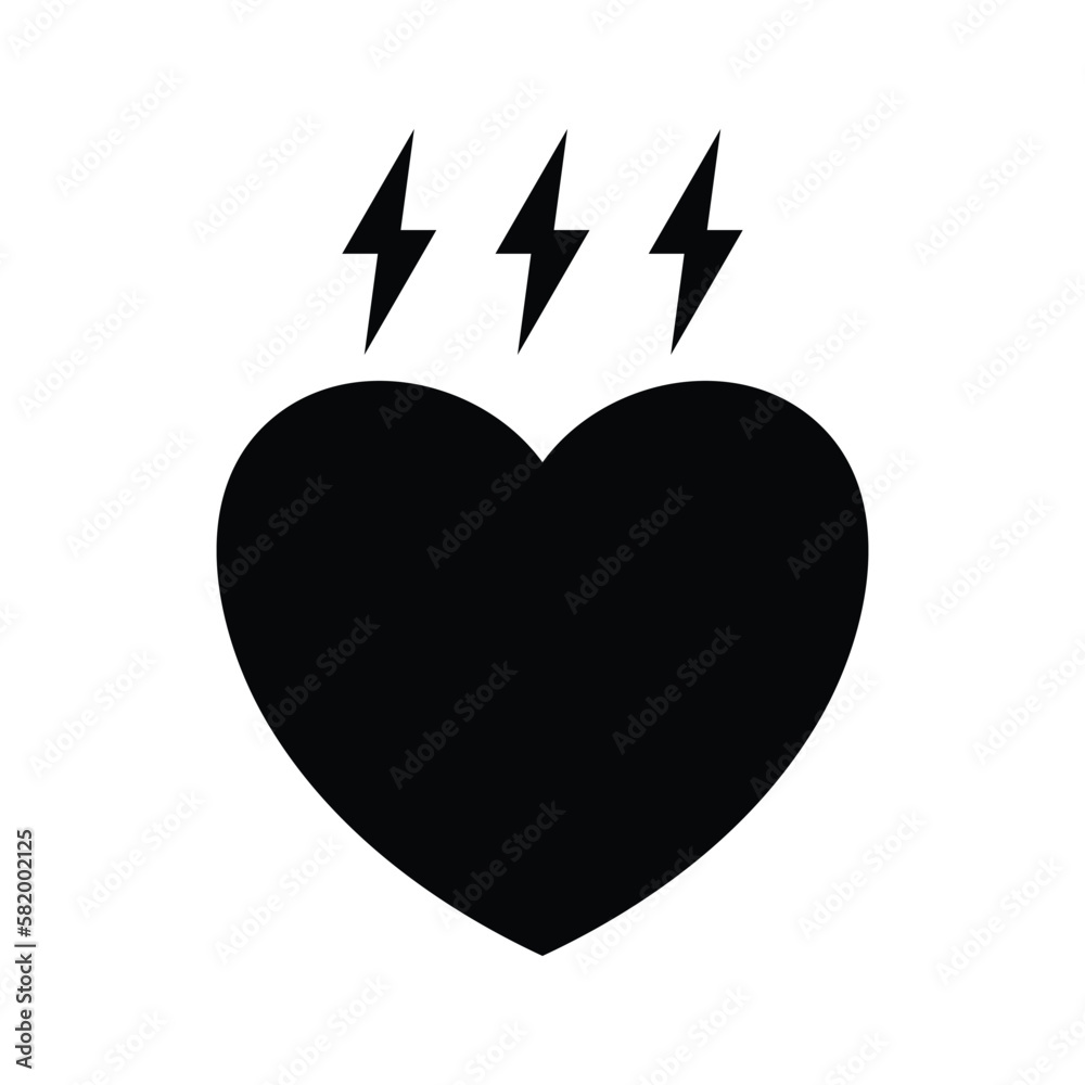 Heart and lightning icon design. isolated on white background. vector ...