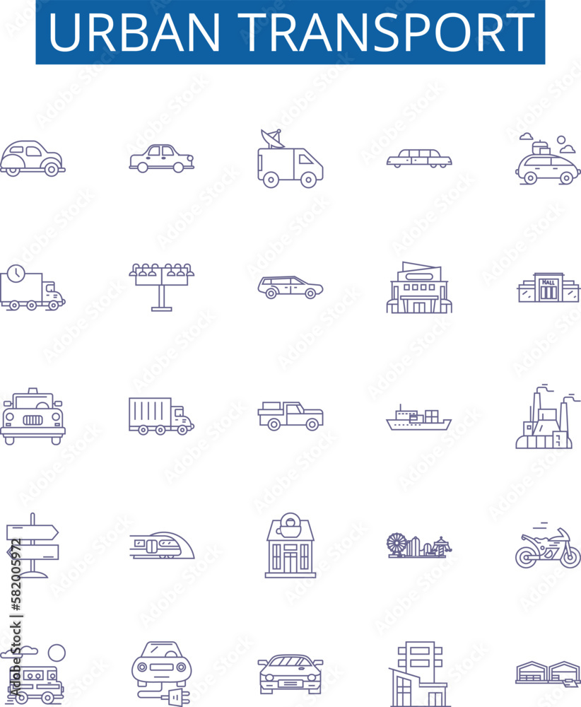 Urban transport line icons signs set. Design collection of City ...