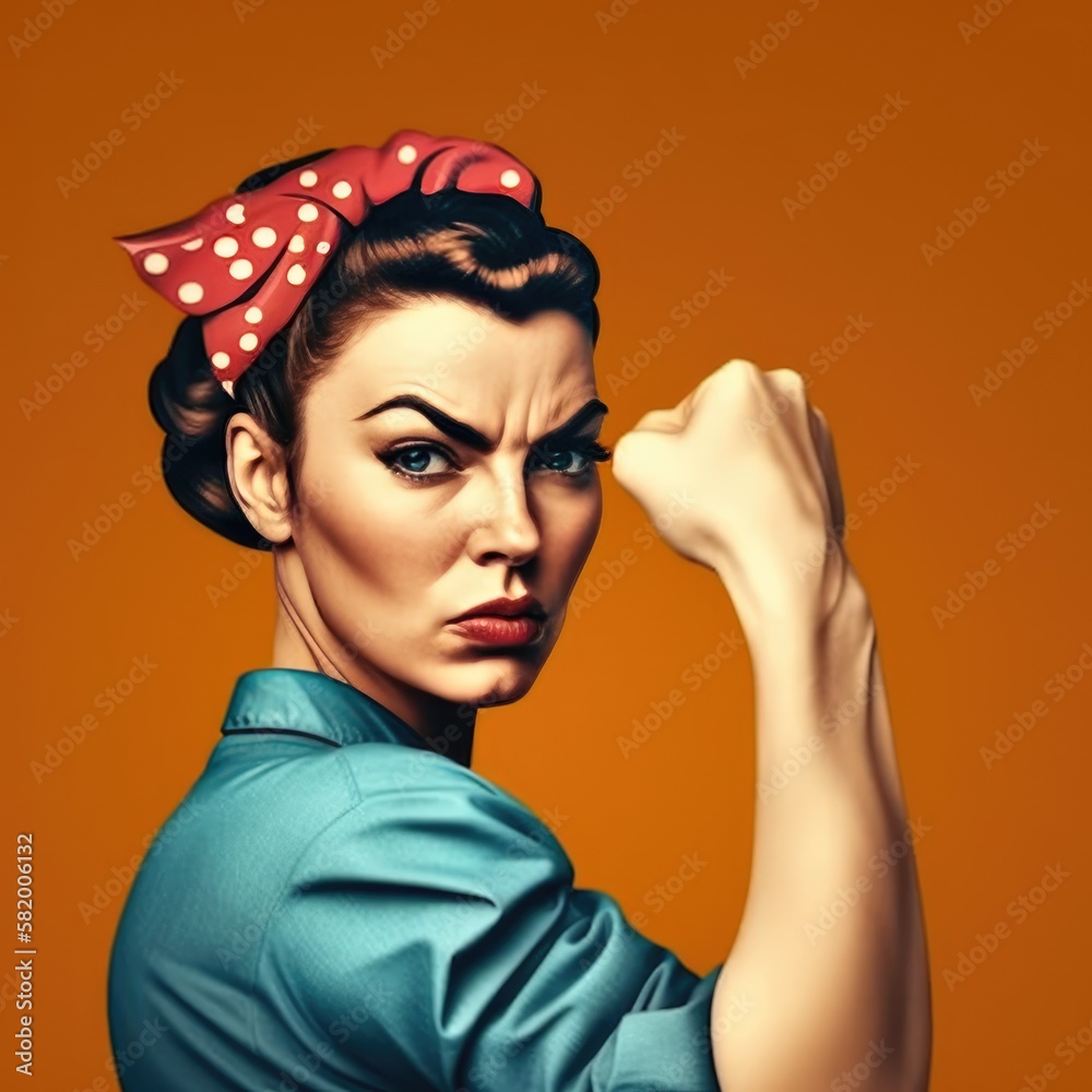 Strong powerful woman. Woman's day banner. We Can Do It. Cool picture ...