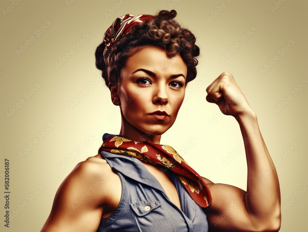 Strong powerful woman. Woman's day banner. We Can Do It. Cool picture ...