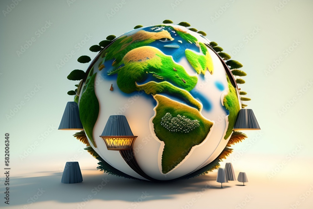 paper art clay, Green planet Earth of sphere futuristic, Crystal Earth ...