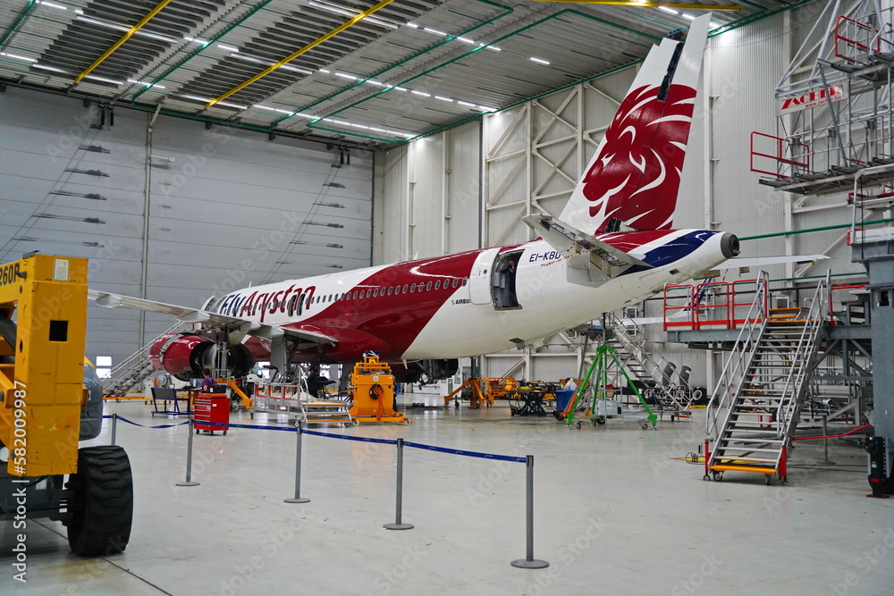 Engineers carry out diagnostics and repair of spare parts of the Airbus ...