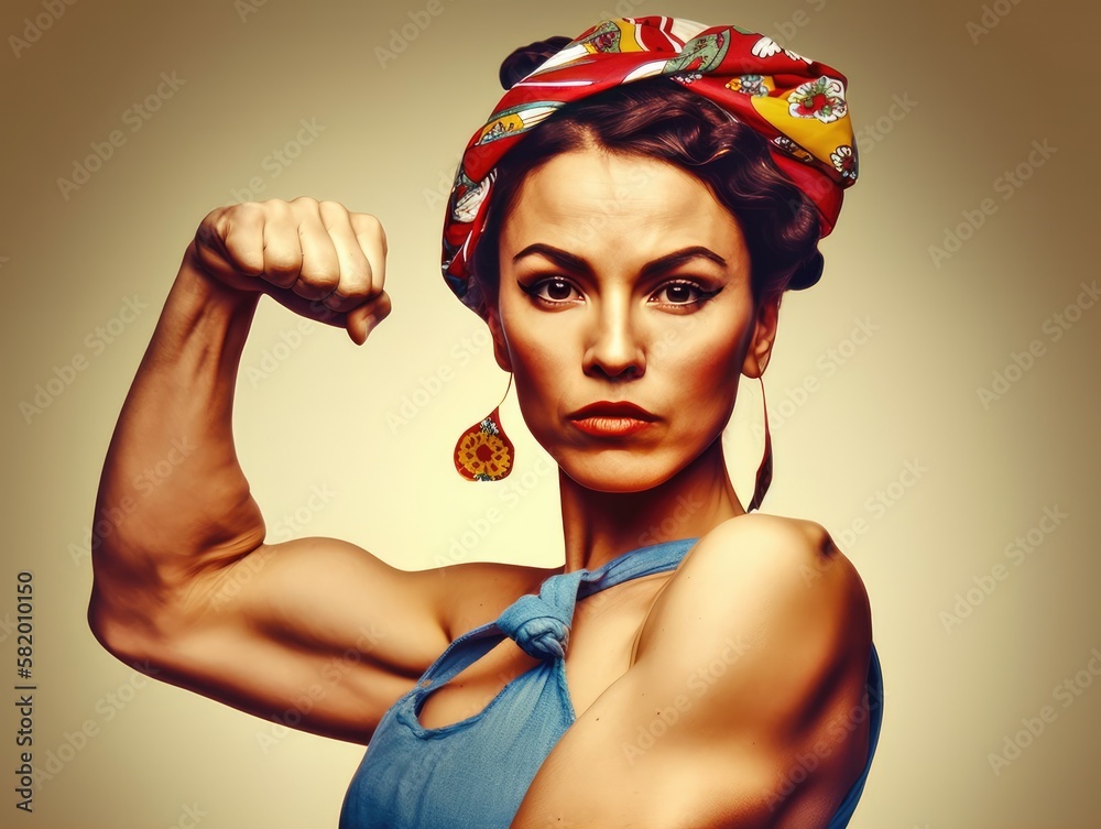 Strong powerful latin woman. Hispanic Woman's day banner. We Can Do It ...