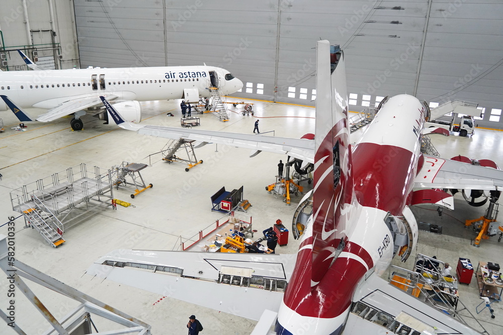 Engineers carry out diagnostics and repair of spare parts of the Airbus ...