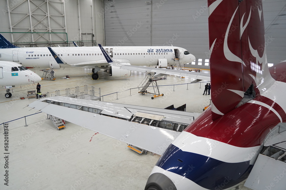 Engineers carry out diagnostics and repair of spare parts of the Airbus ...