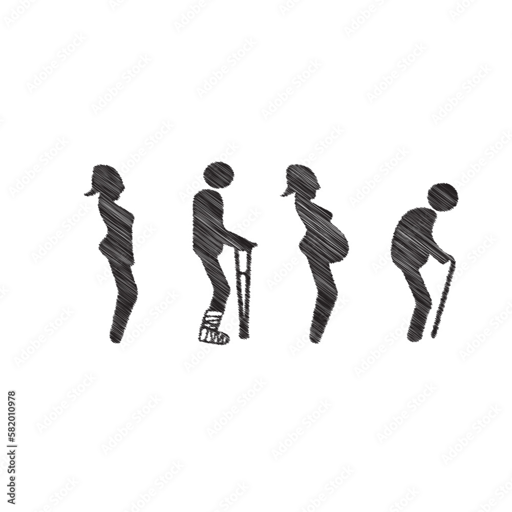 Vetor Do Stock Set Of Icons And Symbols Of People With Disabilities