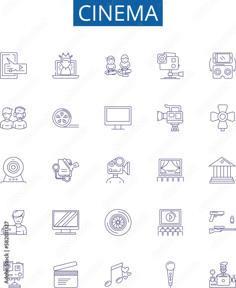 Cinema line icons signs set. Design collection of Film, Theater, Movie ...