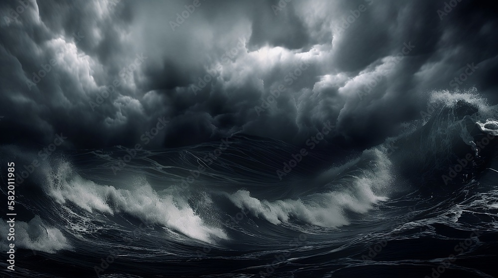 "Turbulent Seas": a painting of crashing waves and stormy skies ...