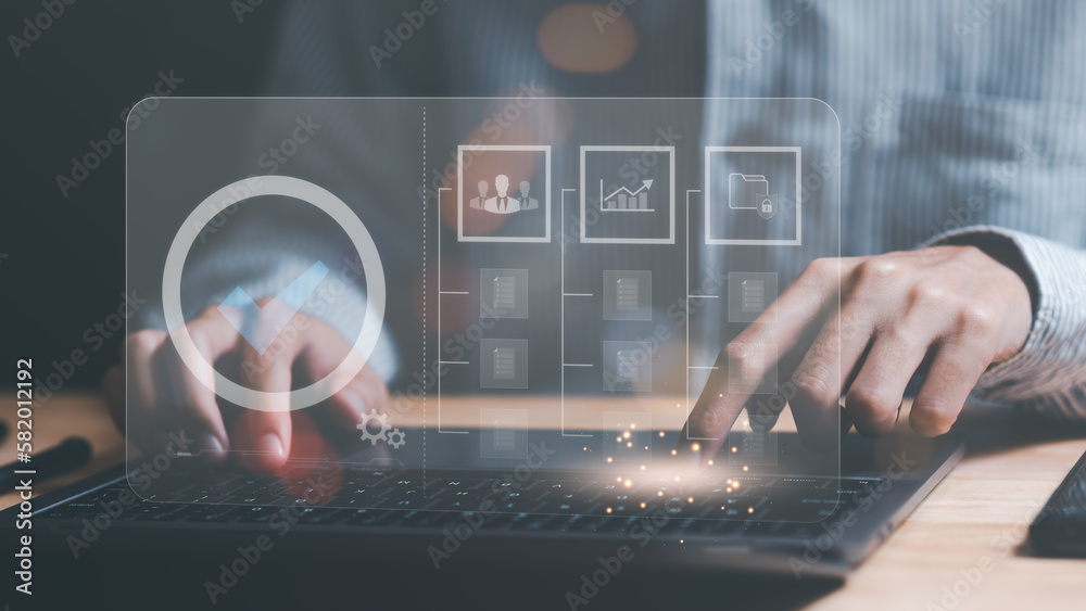 accountant showing check mark icon,concepts of code conduct, rules and ...