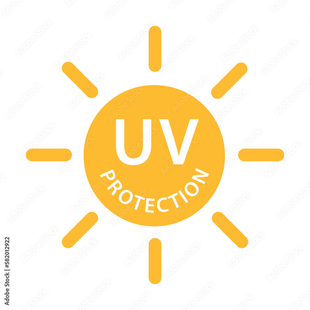 UV radiation protection icon vector solar ultraviolet light symbol for ...