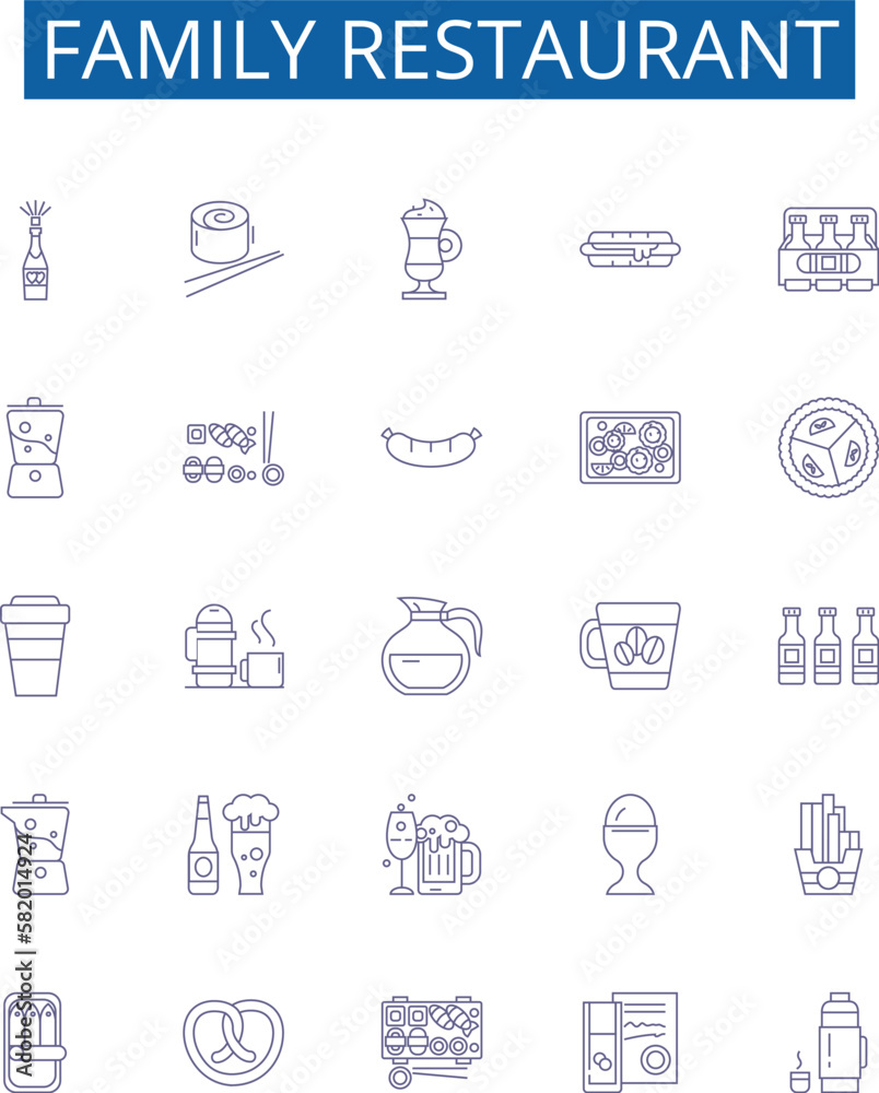 Vektorová grafika „Family restaurant line icons signs set. Design ...