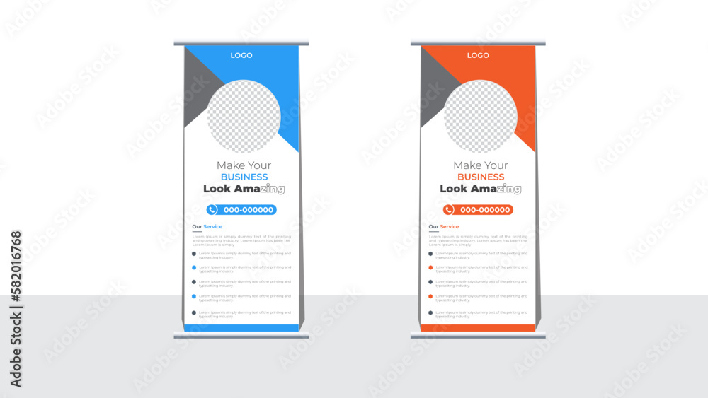 Roll up banner stand template design, advertisement, pull up, polygon ...