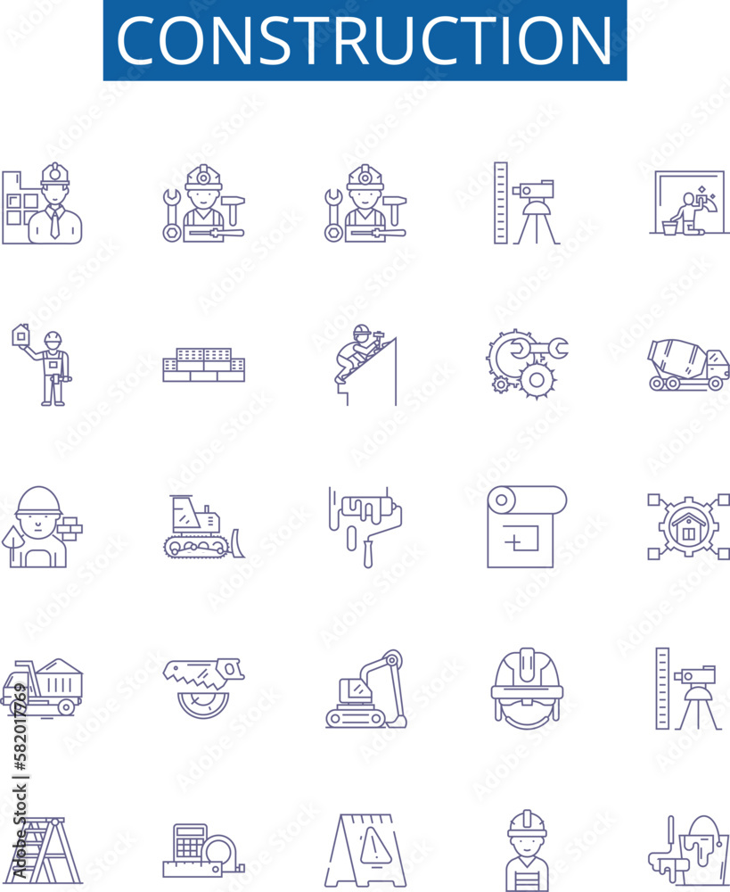 Construction line icons signs set. Design collection of Build ...