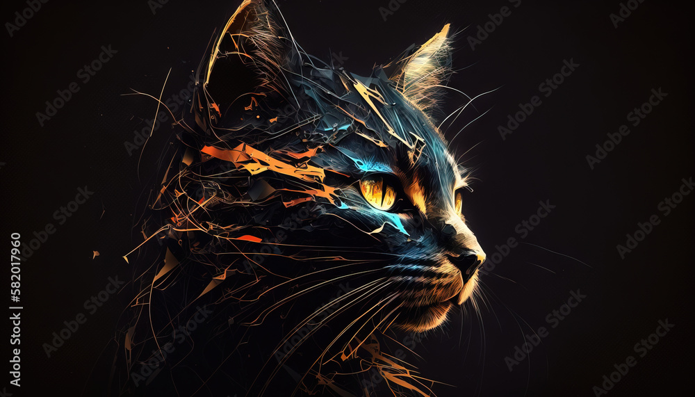 Cat abstract wallpaper. Contrast background kitten in vivid colors ...