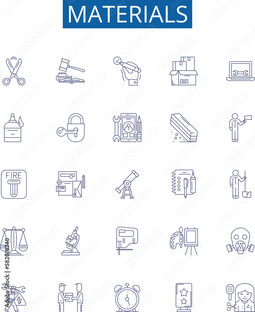Materials line icons signs set. Design collection of Materials, Fabric ...