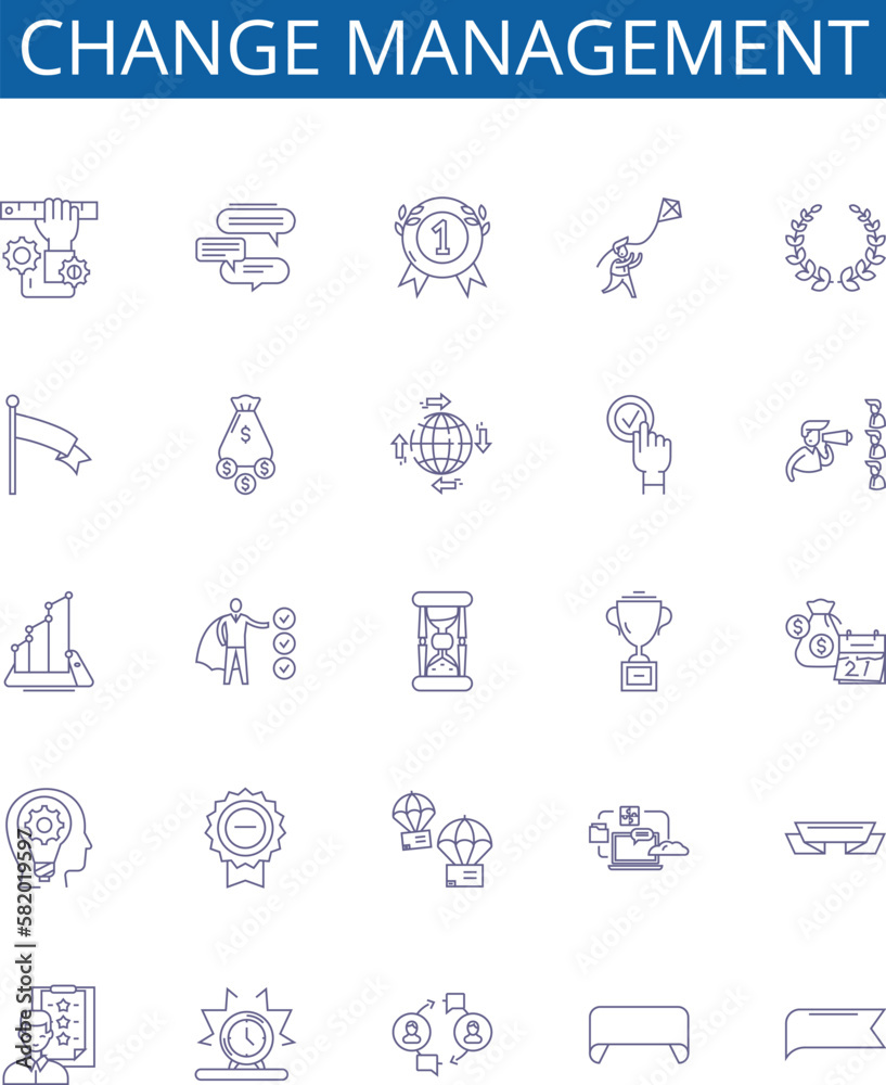 Change management line icons signs set. Design collection of Transformation, Agility, Transition ...