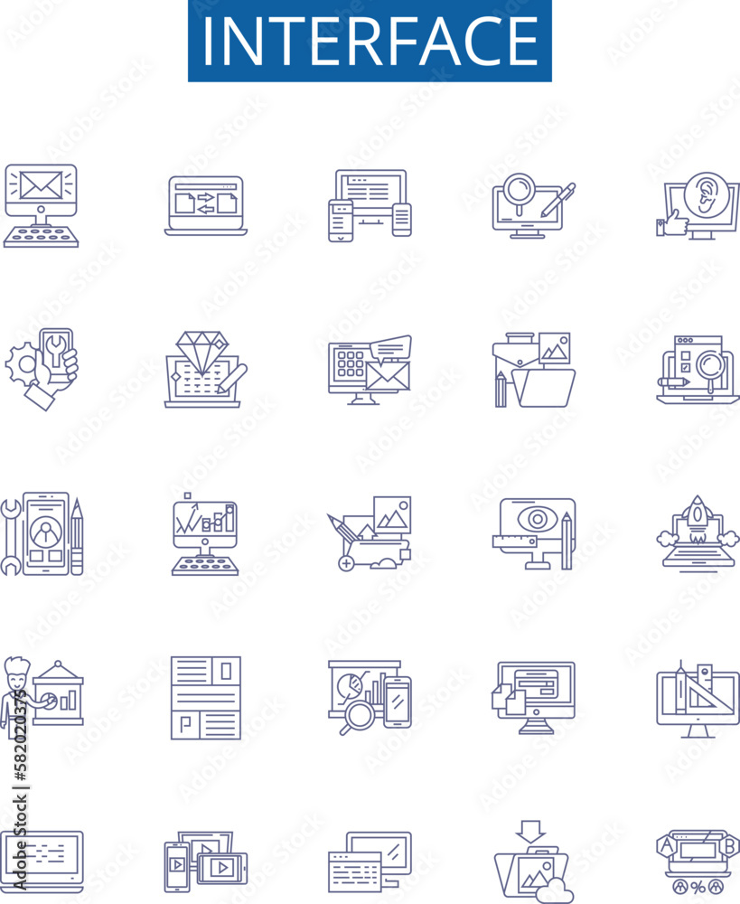 Interface line icons signs set. Design collection of Interface ...