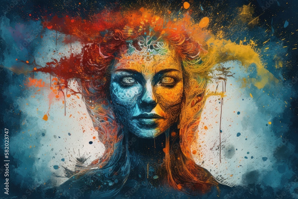 Powerful Mythical Being: Abstract Splatter Art of the Fire and Ice ...