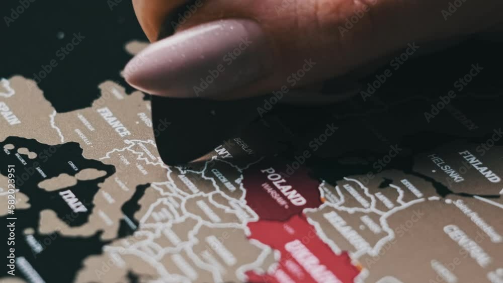 Female Hand Scratching Germany Country on the Surface of Scratch World ...