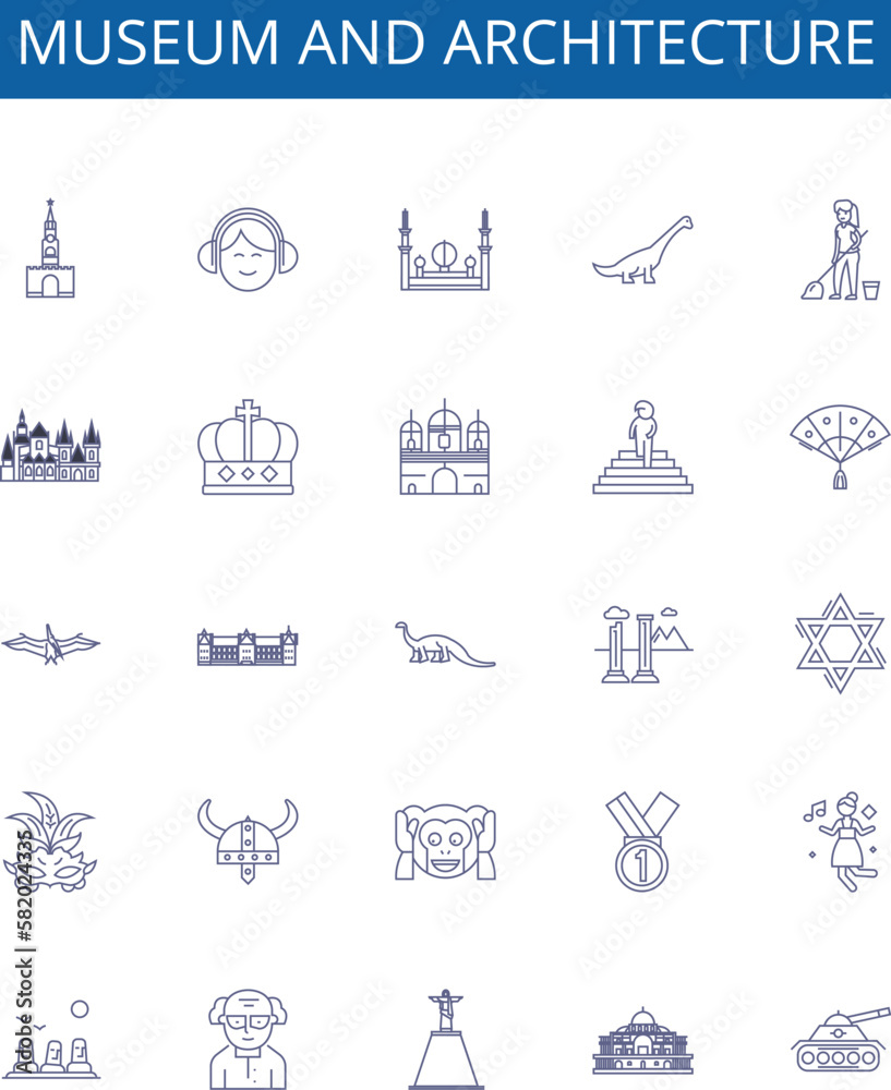 Museum and architecture line icons signs set. Design collection of ...