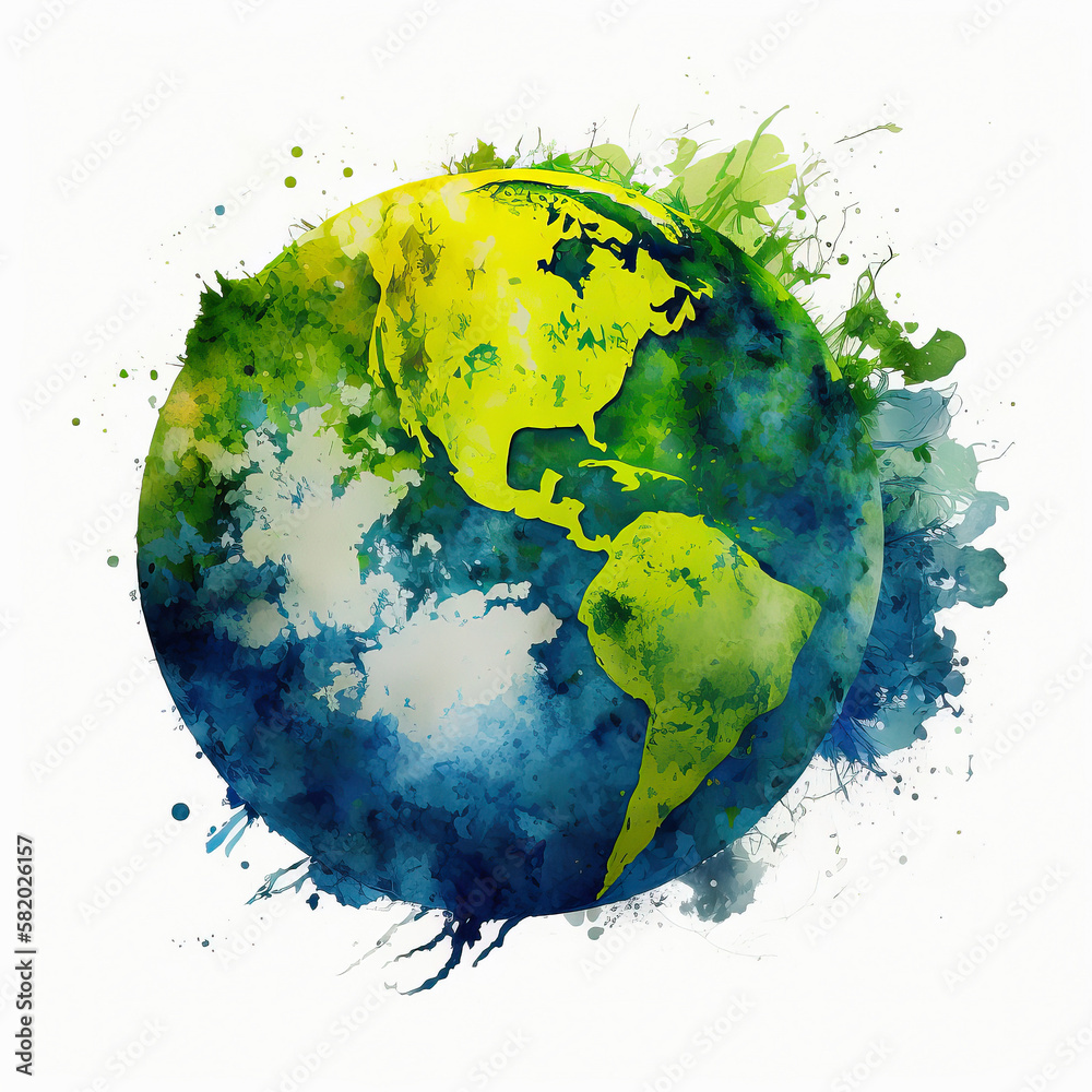 World earth day, planet Earth colored watercolor illustration Ecology ...