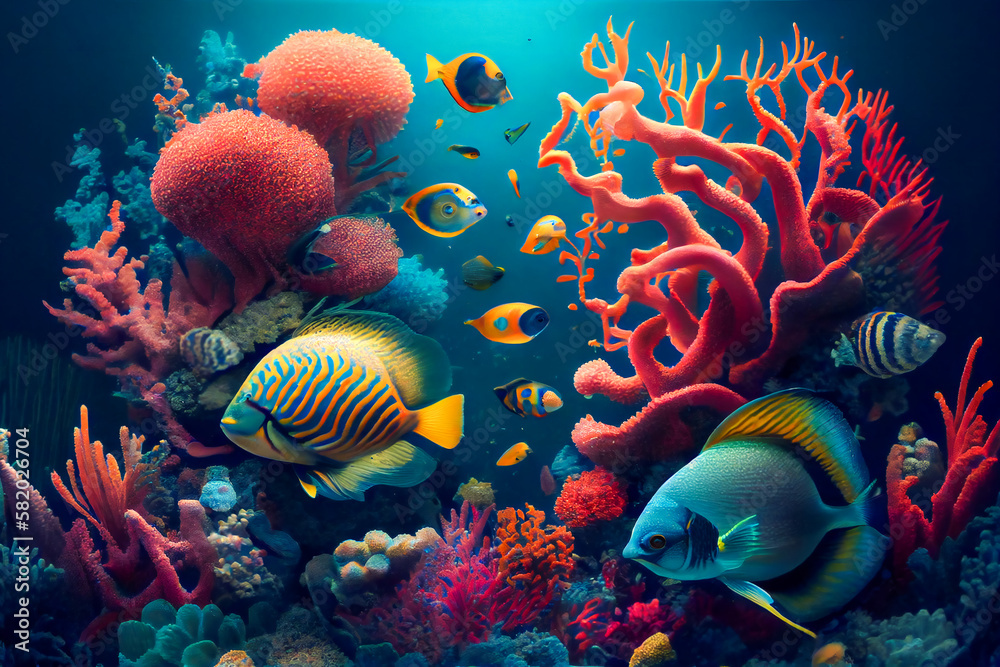 Exploring the Colorful Underwater World. A Collection of Exotic Fish ...