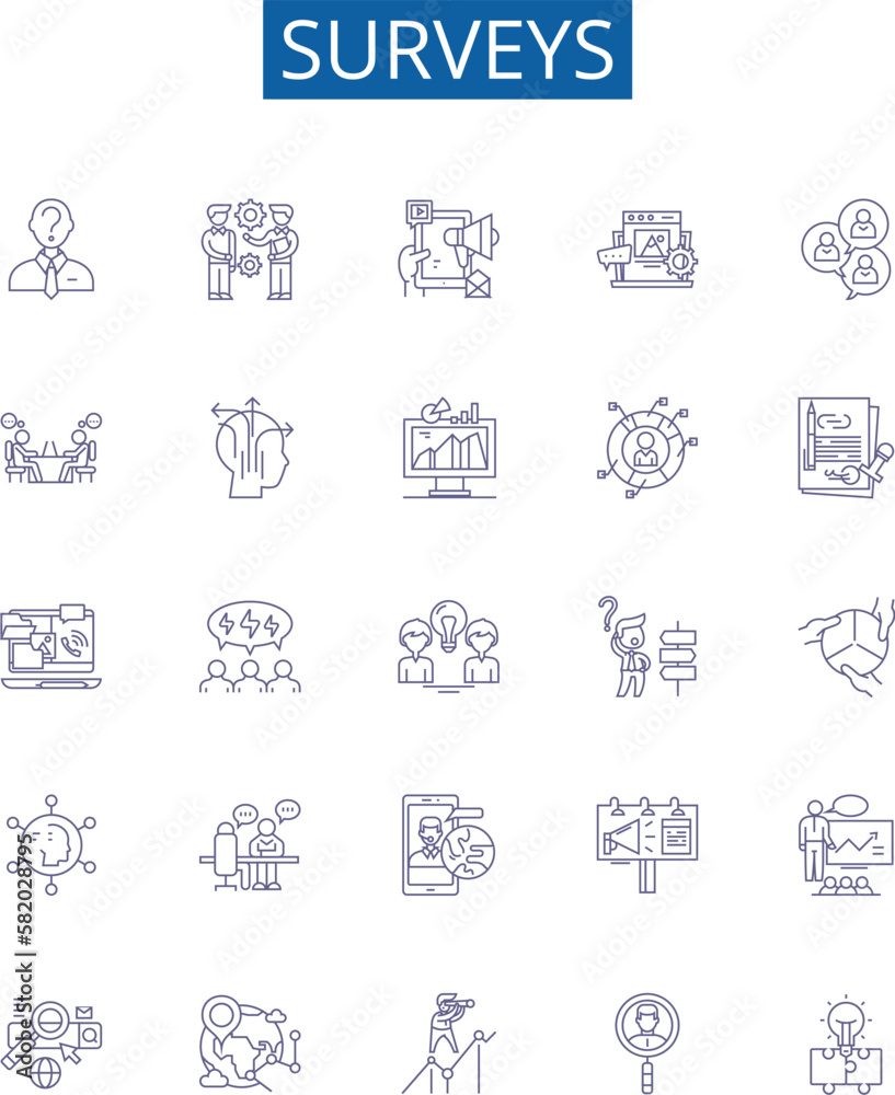 Surveys line icons signs set. Design collection of Survey, Polls ... Surveys line icons signs set. Design collection of Survey, Polls ...