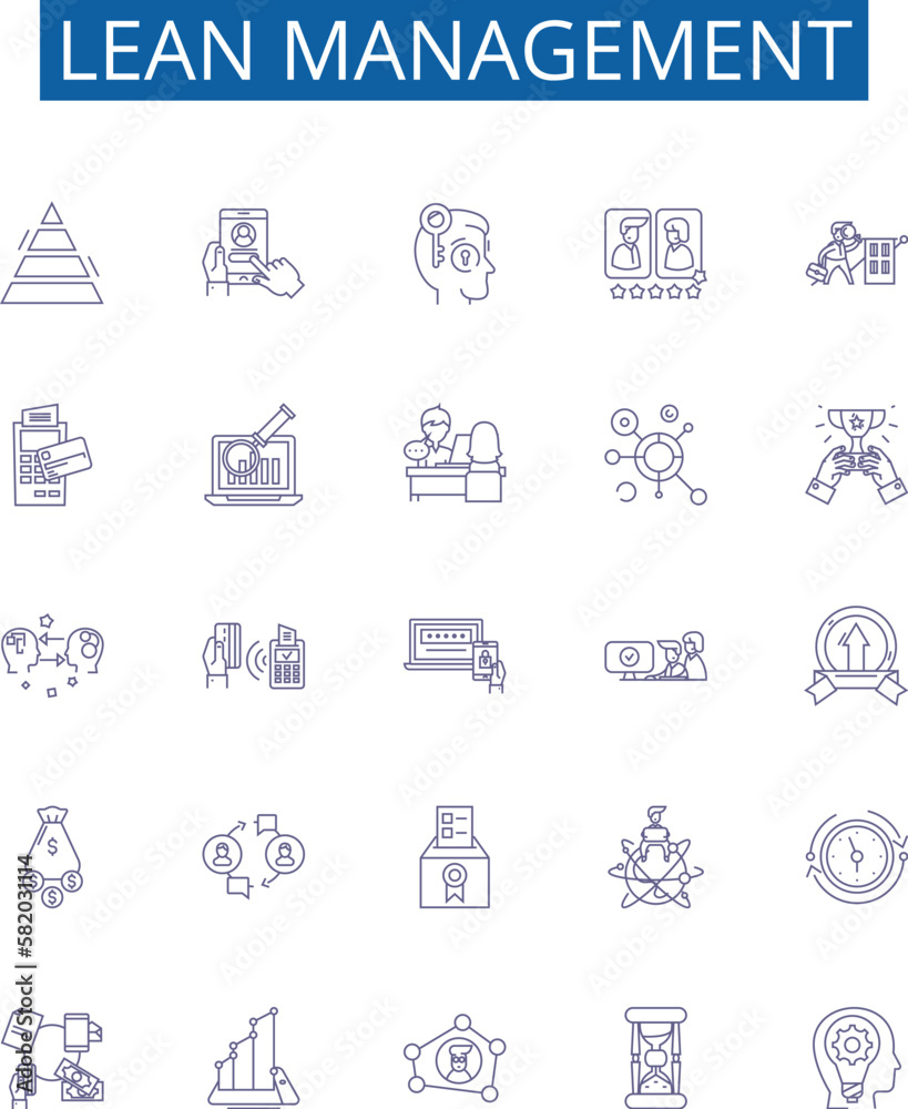 Lean management line icons signs set. Design collection of Lean ...