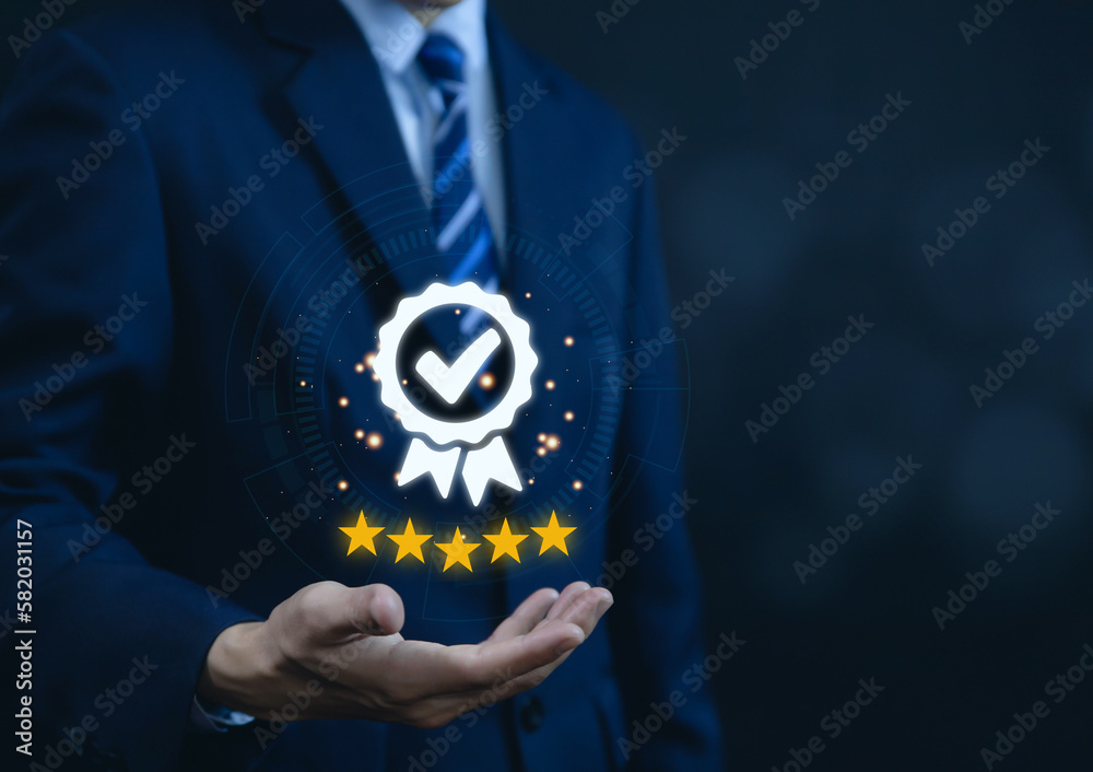 check mark icon. The best quality assurance service concept Stock Photo ...
