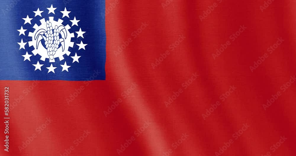 Myanmar flag seamless loop animation. 4k animation background with the ...
