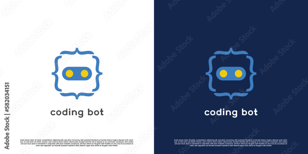 Code Coding Bot Robot Coding Bot Logo Design Illustration Modern Coder Robot Silhouette In