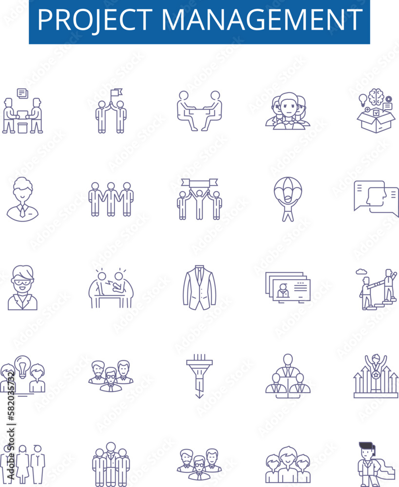 Project management line icons signs set. Design collection of Project ...