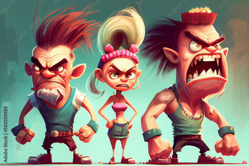 Very Angry Human Cartoon. Unhappy Peoples. Furious Persons. Generative ...