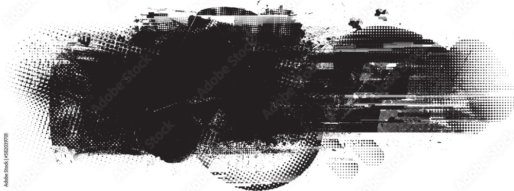 Glitch distorted grungy isolated banner . Design element for brochure ...