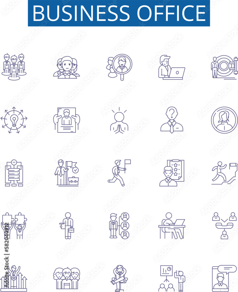 Business office line icons signs set. Design collection of Office ...