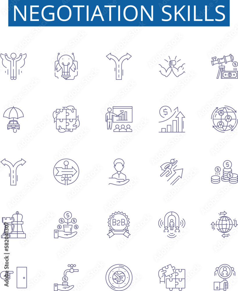 Negotiation skills line icons signs set. Design collection of ...