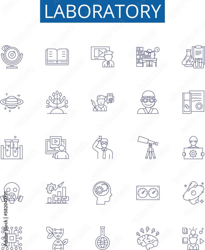 Laboratory line icons signs set. Design collection of Lab, Research ...