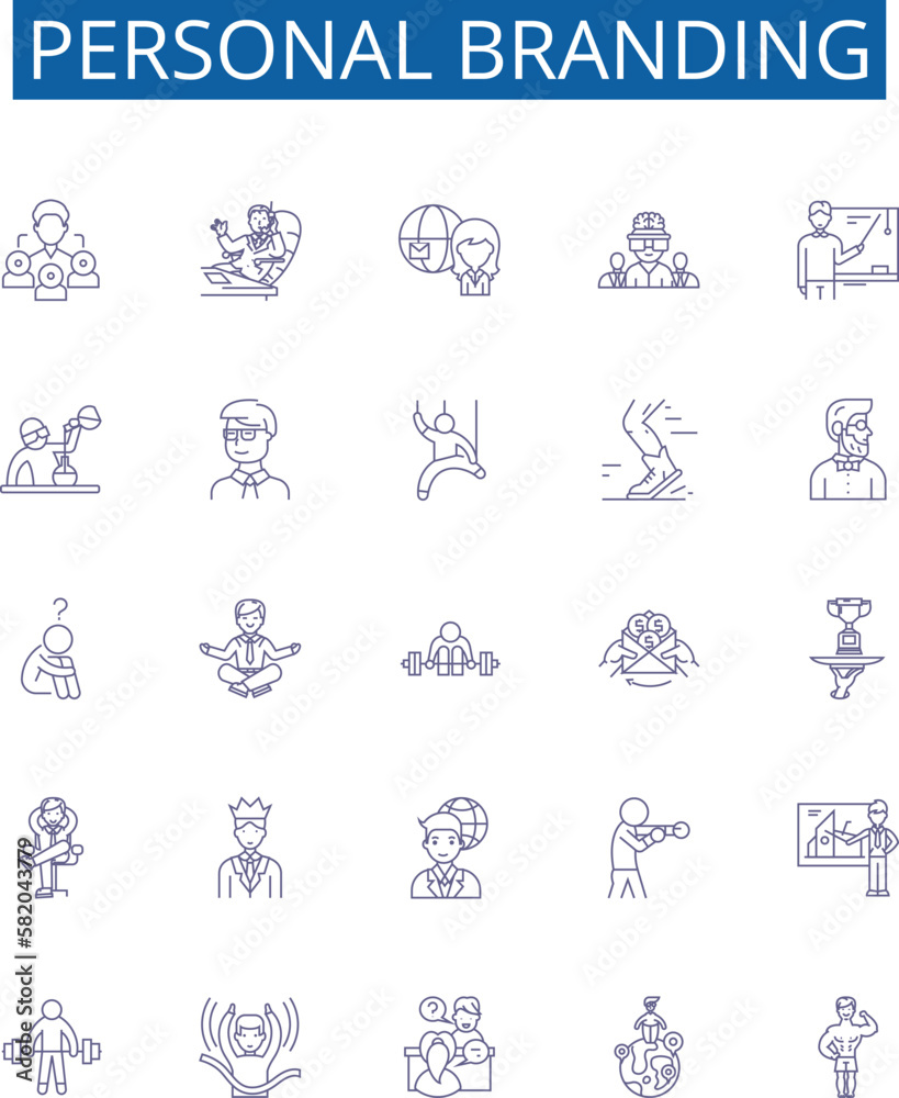 Personal branding line icons signs set. Design collection of Personal ...