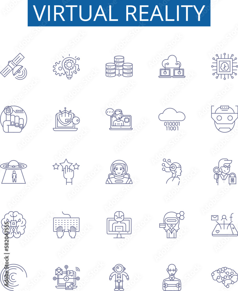 Virtual reality line icons signs set. Design collection of Virtual ... Virtual reality line icons signs set. Design collection of Virtual ...